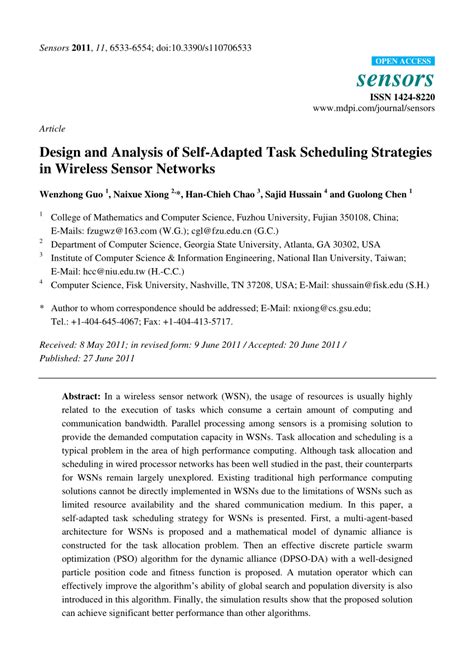 Pdf Design And Analysis Of Self Adapted Task Scheduling Strategies In Wireless Sensor Networks