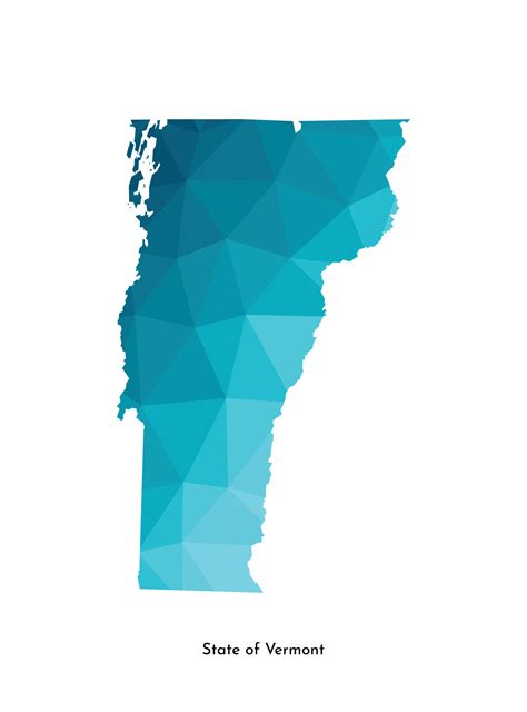 Vector Isolated Illustration Icon With Simplified Blue Map Silhouette Of State Of Vermont Usa