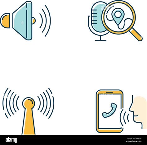 Blue Voice Control Apps Color Icons Set Mobile Voice Commands Idea