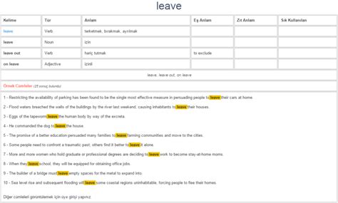 Leave Ne Demek Anlamı Nedir Yds YÖkdİl İngİlİzce TÜrkÇe BaĞlamsal
