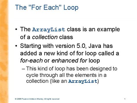The For Each Loop The Array List Class