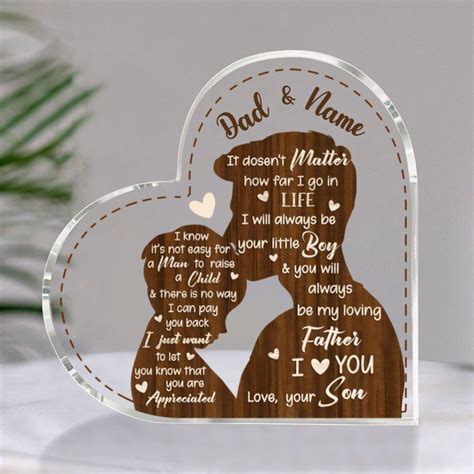 Christmas Ts From Son To Dad Personalized Dad Heart Acrylic Plaque From Son Sentimental