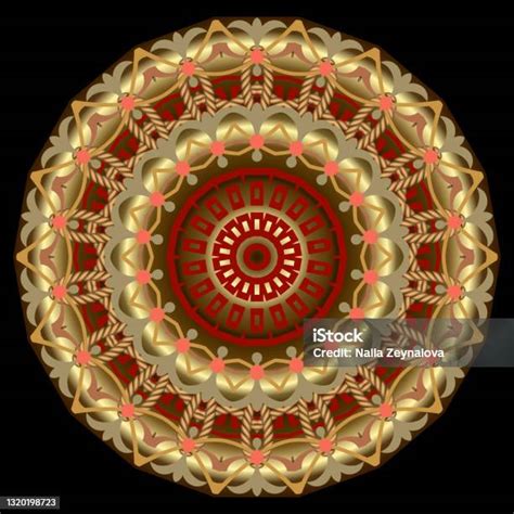 럭셔리 골드 3d 만다라 패턴 장식 표면 장미 라운드 플로럴 골드 장식 그리스 키 구단 꽃 잎 모양 원과 아름다운 화려한 디자인 벡터 일러스트레이션 0명에 대한 스톡 벡터