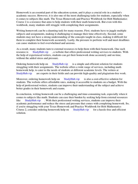 Texas Homework And Practice Workbook Holt Mathematics Course 2 Answers Pdf Textbook Pay Pal