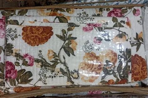 Double White Jaipuri Block Print Cotton Quilted Bedspread For Home At