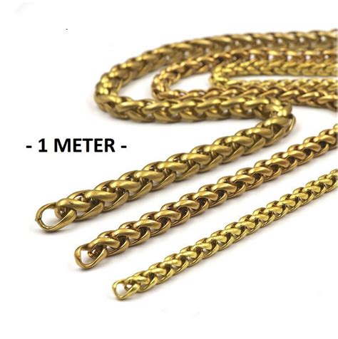 Solid Brass Wheat And Flat Chain For Custom Key Or Wallet Chain Etsy