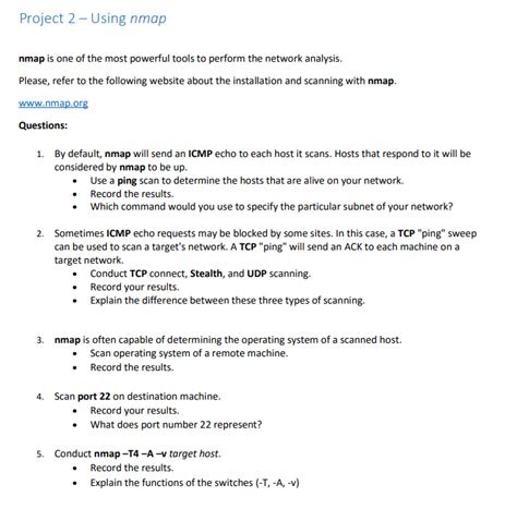 Solved Project 2 Using Nmap Nmap Is One Of The Most Powerful