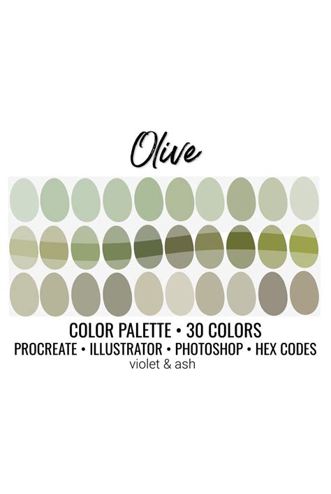 Olive Procreate Palette Color Chart Ipad Procreate Etsy