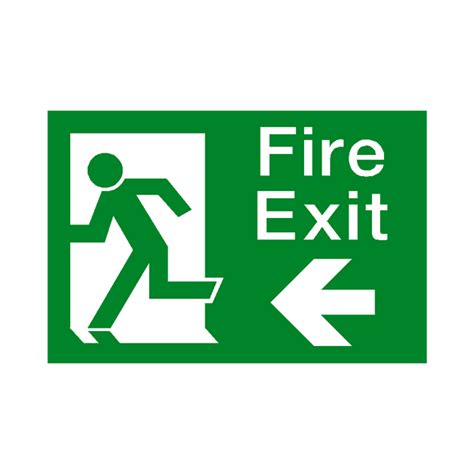 Fire Exit Arrow Left Sticker Safety Uk
