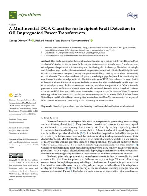 A Multinomial Dga Classifier For Incipient Fault D Pdf Transformer Electromagnetic Induction