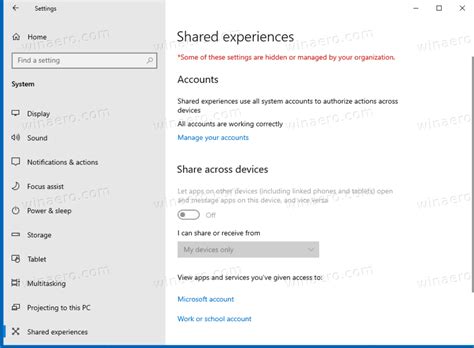 Disable Shared Experiences In Windows