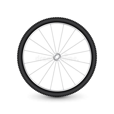 Realistic 3d Bicycle Wheel Bike Rubber Tire Shiny Metal Spokes And