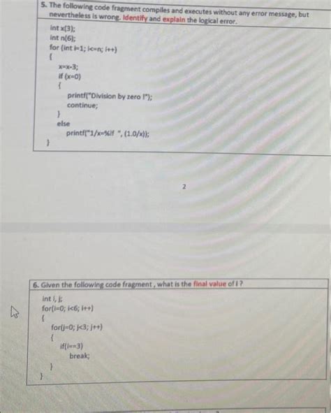 Solved 5 The Following Code Fragment Compiles And Executes