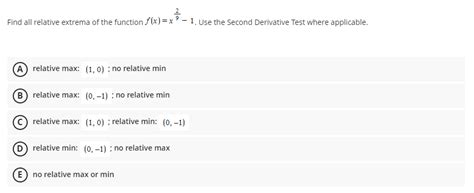 Solved Find All Relative Extrema Of The Function F X X92−1