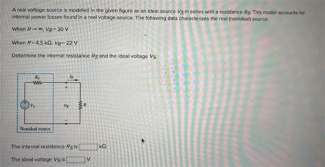 Solved A Real Voltage Source Is Modeled In The Given Figure