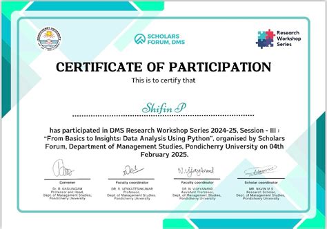 Python Workshop Certificateofcompletion Shifin Pulath