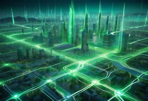 Smart Grid And Communication In A Green Stock Illustration