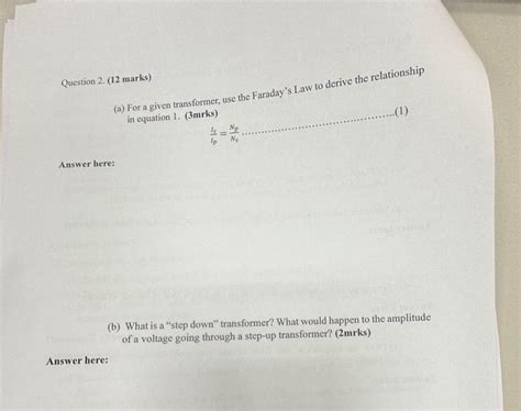 Solved Question 2 12 Marks A For A Given Transformer