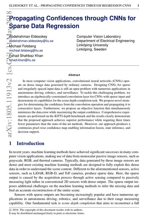 Pdf Propagating Confidences Through Cnns For Sparse Data Regression