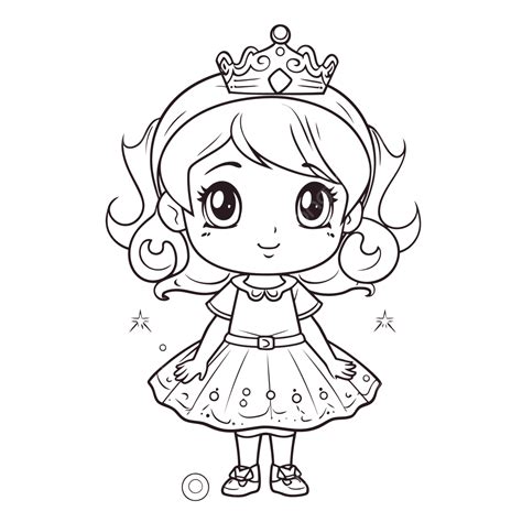 รูประบายสีระบายสีเจ้าหญิงน้อยน่ารัก ระบายสี ร่างภาพร่างหน้าสี เวกเตอร์ Png ภาพวาดการ์ตูนเจ้า