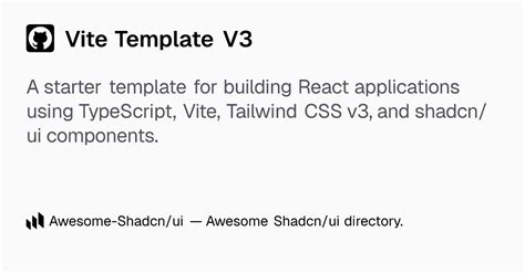 vite template v3 launch react projects with shadcn ui vite and tailwind css awesome shadcn ui