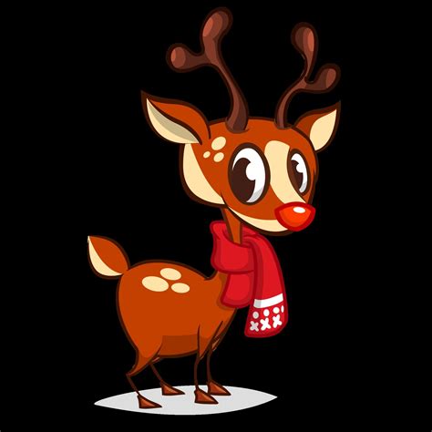 Funny Cartoon Red Nose Reindeer Christmas Vector Illustration Isolated 23541094 Vector Art At
