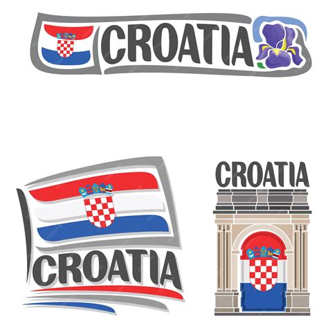 Premium Vector Croatia Flag Travel Souvenir Sticker Skyline Landmark