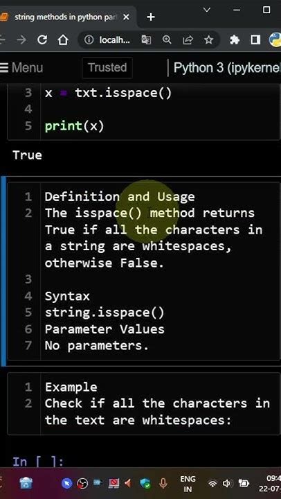 Isspace String Method Python English Python Shorts Youtube