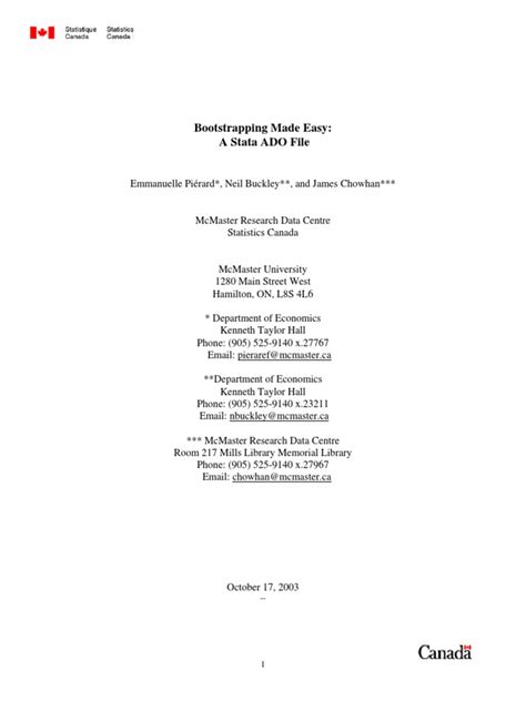 Bootstrapping For Regressions In Stata 031017 Pdf Pdf Resampling