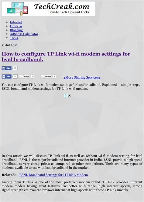 PDF How To Configure TP Link Wi Fi Modem Settings For Bsnl Broadband DOKUMEN TIPS