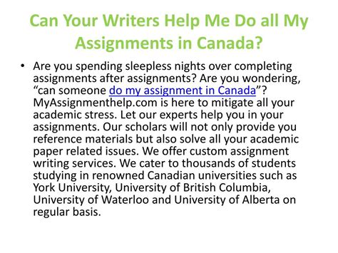 Ppt Do My Assignment Online In Canada Powerpoint Presentation Free