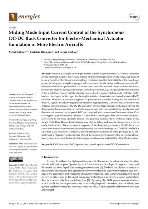 Pdf Sliding Mode Input Current Control Of The Synchronous Dc Dc Buck Converter For Electro