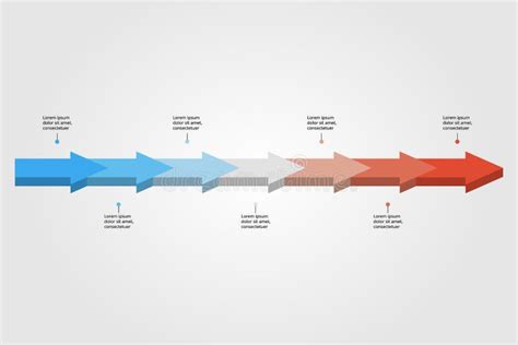 Arrow Timeline Graph Chart Template For Infographic For Presentation For 7 Element Stock Vector