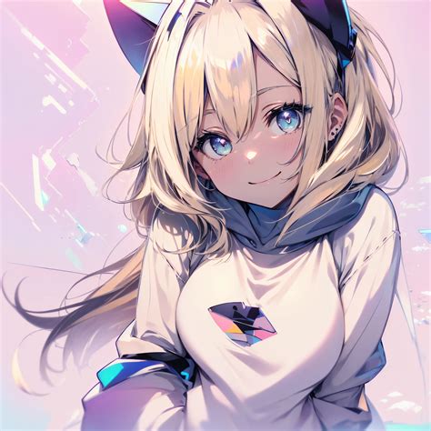 Anime Girl With Cat Ears And A White Shirt Seaart Ai
