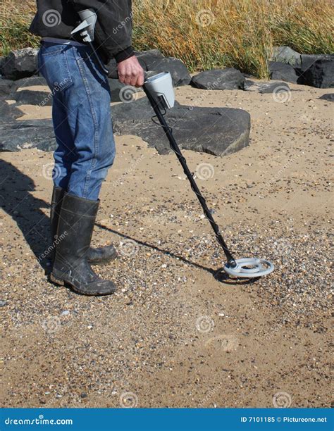 Person Using Metal Detector Stock Image Image Of Seaside Seashore 7101185