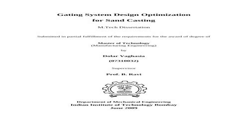 Pdf Gating System Design Optimization For Sand Casting Dokumentips
