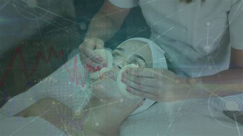 Animation Of Data Processing Over Caucasian Woman In Beauty Salon Stock Video Video Of