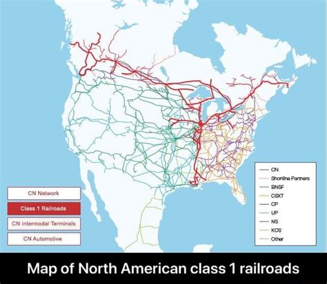 Map Of N American Class1 Railroads Map Of North American Class 1