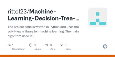 github rittol23 machine learning decision tree classification the project code is written in