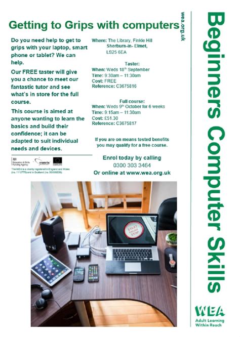 Computers For Beginners Six Week Course Sherburn In Elmet