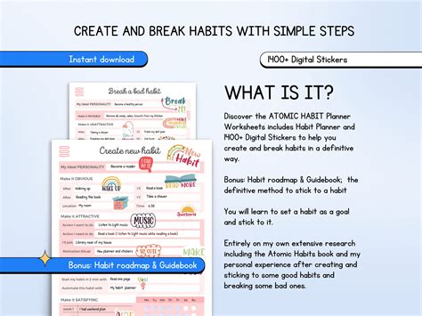 ATOMIC HABITS WORKBOOK Habit Formation Worksheets Pink Habit Planner Etsy