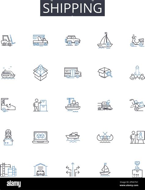 Shipping Line Icons Collection Delivery Freight Transporting