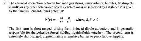 solved the classical interaction between two inert gas