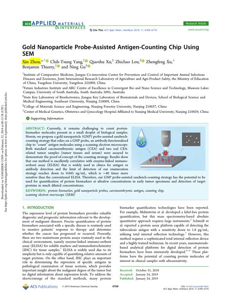 Pdf A Gold Nanoparticle Probe Assisted Antigen Counting Chip Using Sem