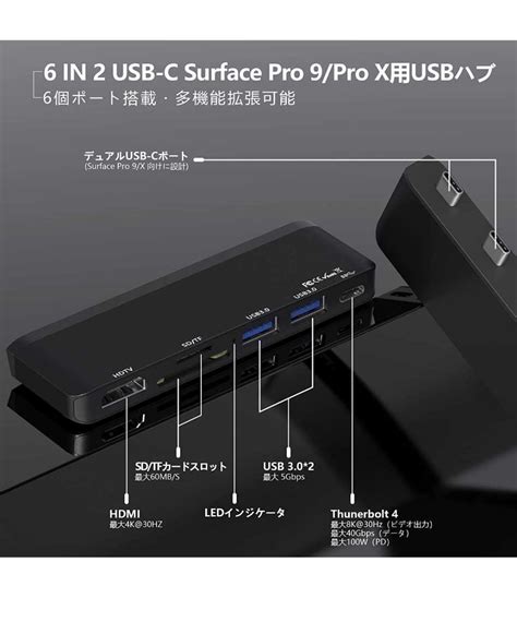 Surface Pro9 Usbハブ 6 In 2拡張 マルチポート 送料無料 新品 Surface Pro9 X｜paypayフリマ