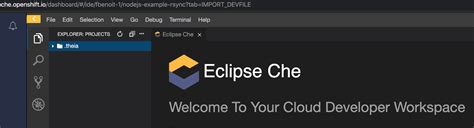 Import A Project From Your Laptop To An Eclipse Che Workspace By