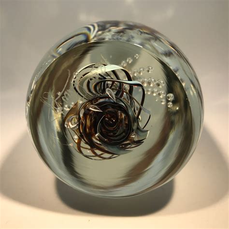 Large Signed Henry Summa Art Glass Paperweight Sculpture Folded Filigr
