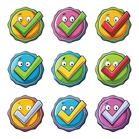 Premium Vector Colorful Check Mark Icons For Approval And Confirmation