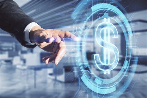 Premium Photo Close Up Of Businessman Hand Pointing At Glowing Dollar Sign On Blurry Office