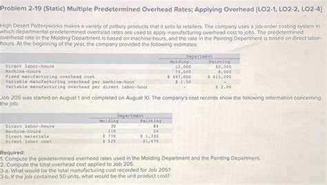Solved Problem Static Multiple Predetermined Overhead Chegg